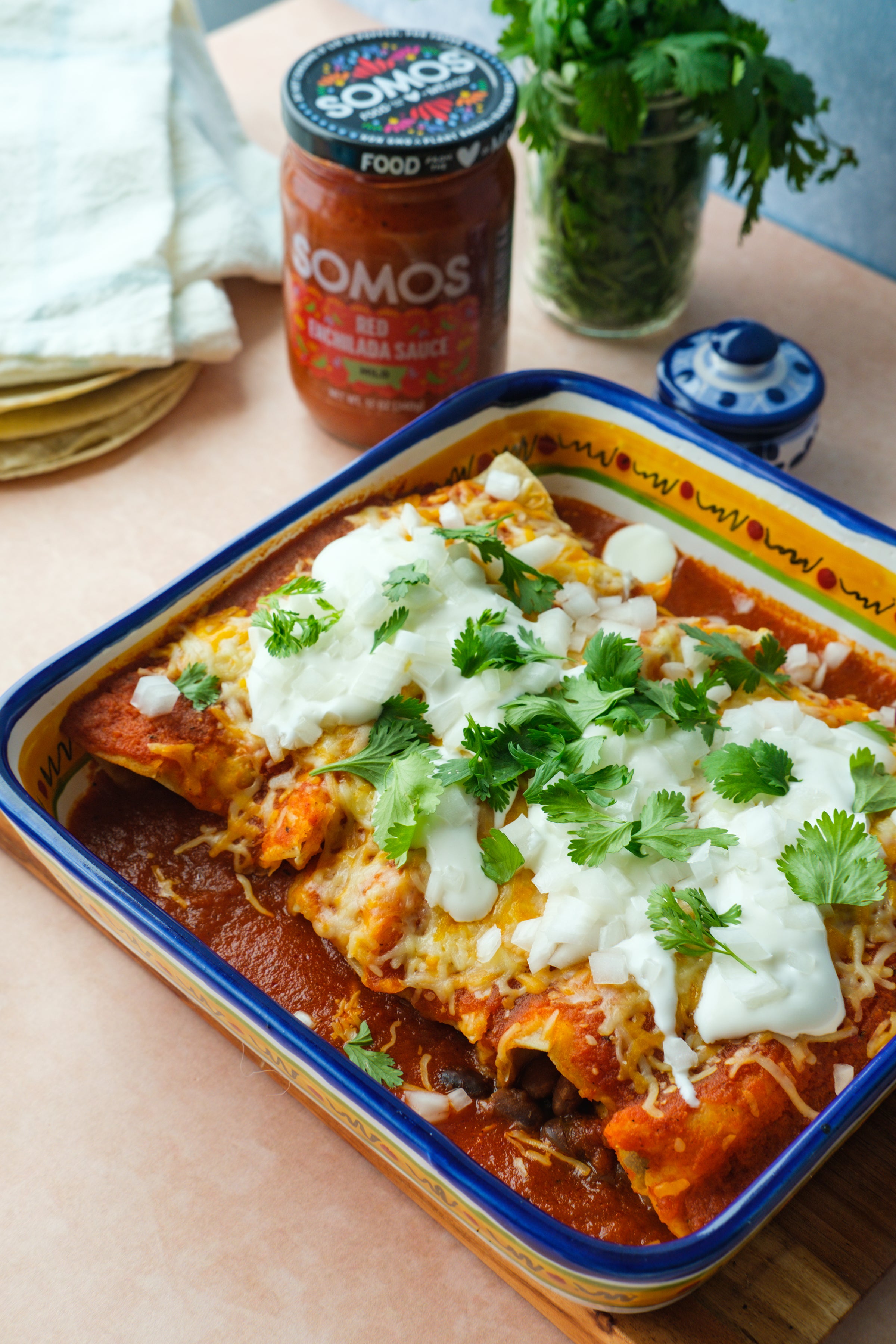 Pinto & Black Bean Red Enchiladas – SOMOS Foods